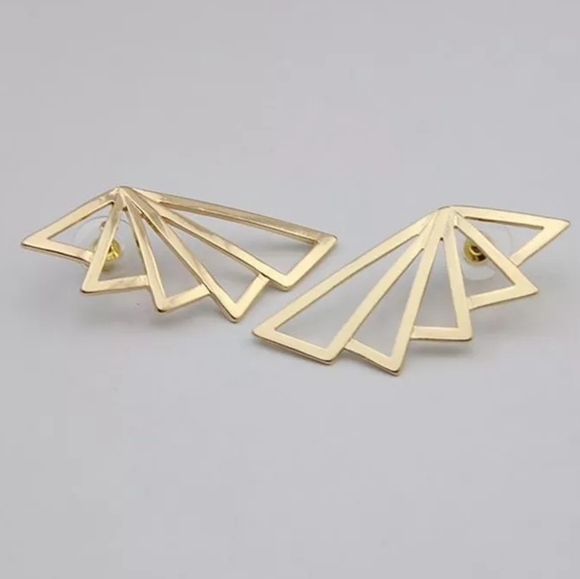 Jewelry | New Geometric Punk Gold Color Triangle Fan Shaped | Poshmark